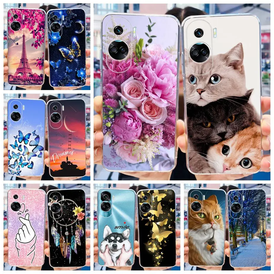 For-Honor-90-Lite-Case-CRT-NX1-Cute-Cat-Flowers-Painted-Back-Cover-Soft ...