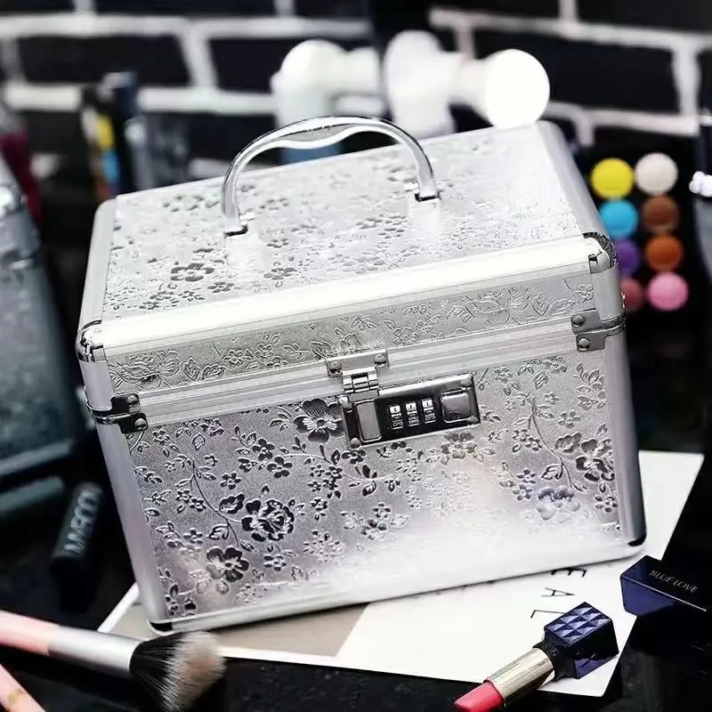 2024 Professional Makeup Box Aluminum Alloy Make Up Organizer Women ...