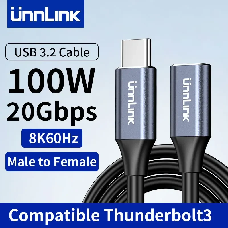 Unnlink-USB-C-Extension-Cable-20Gbps-USB-3-2-Gen-2-PD-100W-Charging ...