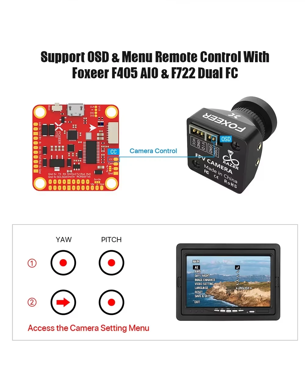 Foxeer Razer Mini PICO 1200TVL PAL/NTSC 16:9 FPV Camera For FPV Racing ...