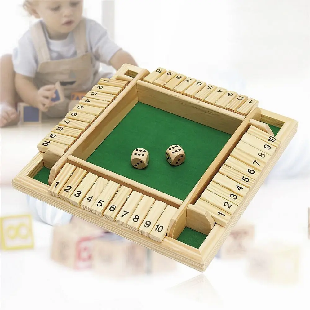 Shut-The-Box-Dice-Board-Game-Wooden-Flaps-Dices-Game-4-Players-Pub-Bar ...