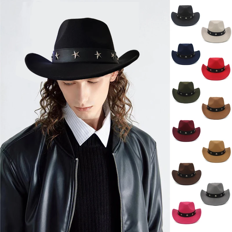Men-Women-Wool-Blend-Western-Cowboy-Hats-Wide-Brim-Sunhats-Party-Travel ...