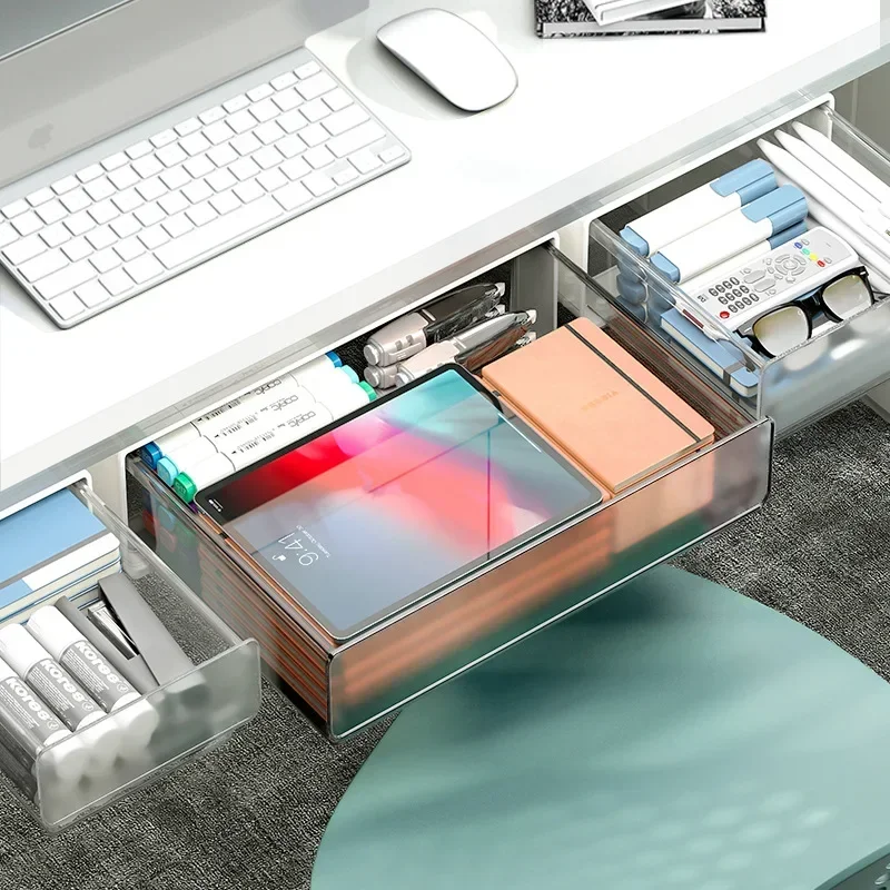 Under-Desk-Hidden-Drawer-Office-Storage-Box-Desk-Organizer-Memo-Pen ...