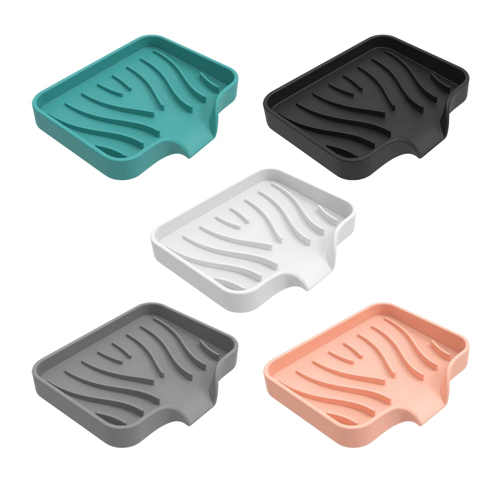 Silicone-Sink-Soap-Box-Golder-Drainable-Soap-Holder-Tray-Portable ...