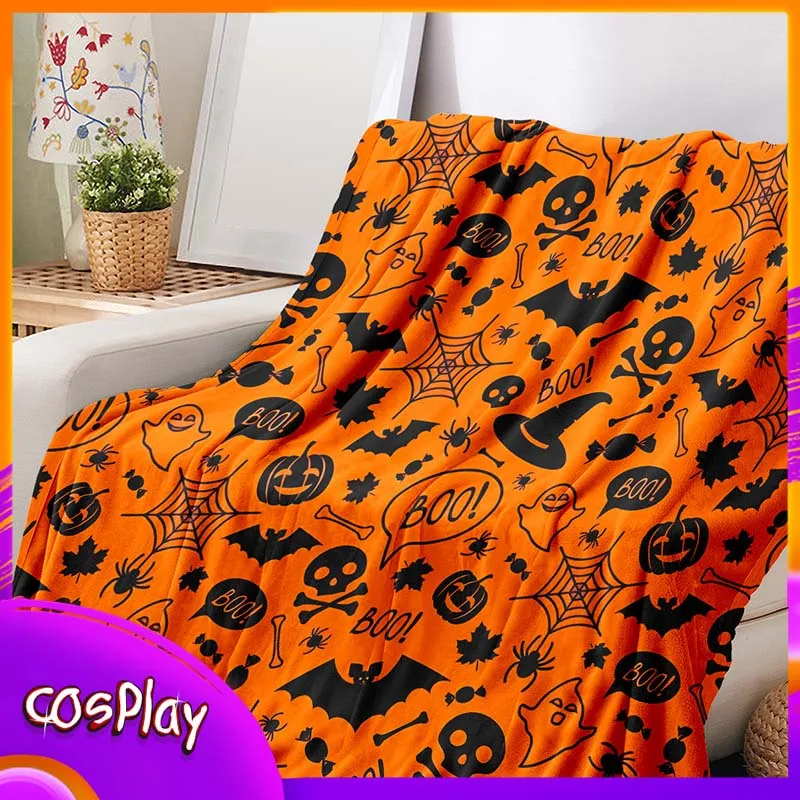 Halloween Blanket Pumpkin Bat Ghost Printed Cute Nap Blanket Warm ...