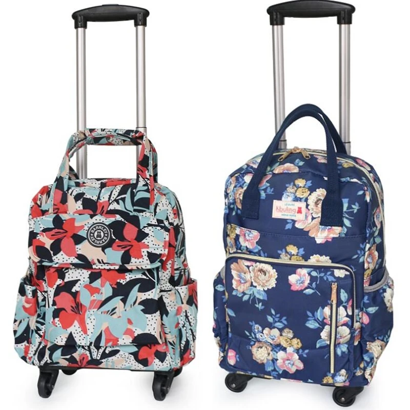 Mochila de viaje con ruedas para mujer, maleta con ruedas, Oxford ...