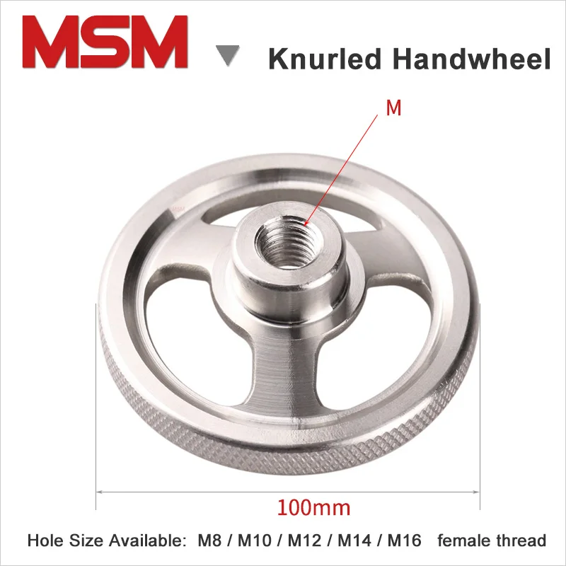 1pcs Msm Od100mm Knurled Handwheel Stainless Steel Three Spokes Wheel ...