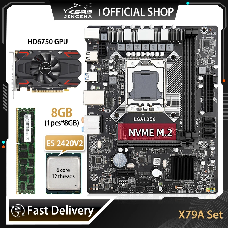 X79 LGA1356 Conjunto de Placas-Mãe, E5 2420V2 CPU, DDR3, 8GB, ECC, REG RAM, 1600MHz, GDDR5 ...