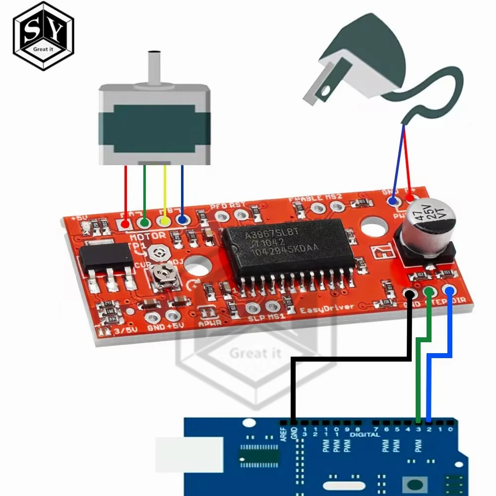 1PCS A3967 EasyDriver Stepper Motor Driver V44 for Arduino development ...