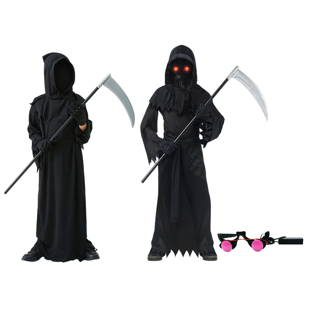 Children-Black-Devil-Chain-Costume-Red-Eye-Grim-Reaper-Horror-Cosplay ...