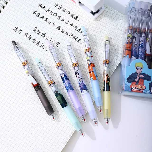 Naruto Anime Black Pen Cartoon 0.5mm Press Bullet-point Gel Pen Uchiha ...