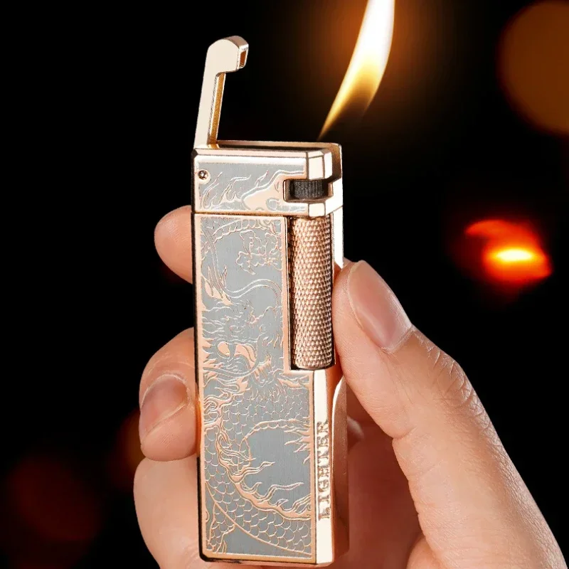 Retro Sideling Flame Lighter Refillable Butane Lighter Side Slip ...