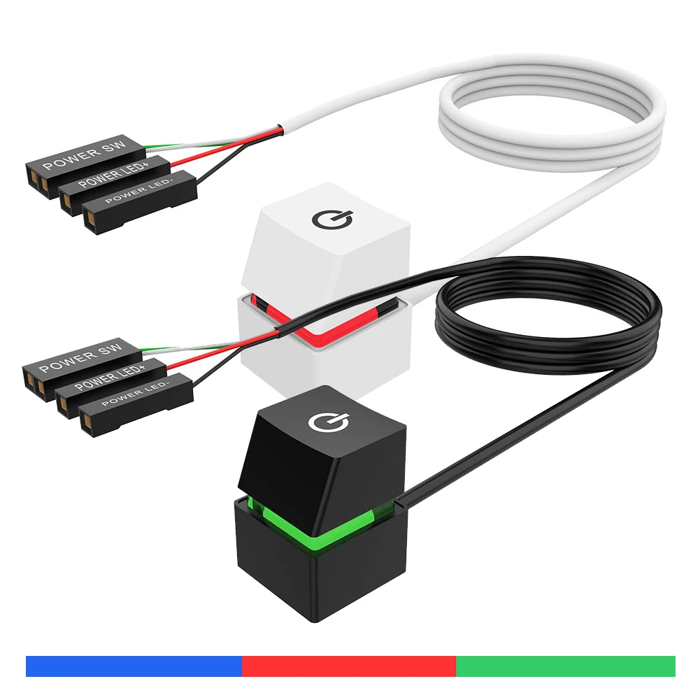 LED 컴퓨터 데스크탑 스타트 전원 스위치, PC 마더보드 외부 온 오프 버튼 연장 케이블, 게이머 기계식 스위치 키, 2M ...