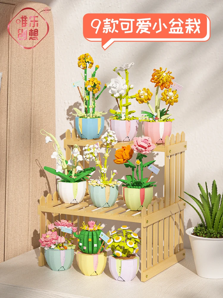 Building-Blocks-Bricks-DIY-Flower-Rose-Sunflower-Potted-Bouquet-Home ...