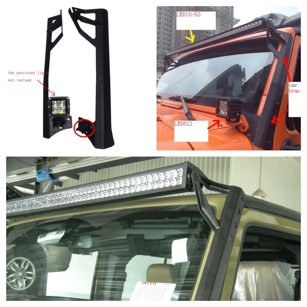 JK-52-InchStraight-LED-Light-Bar-Windscreen-Brackets-J132-with-A-holder ...
