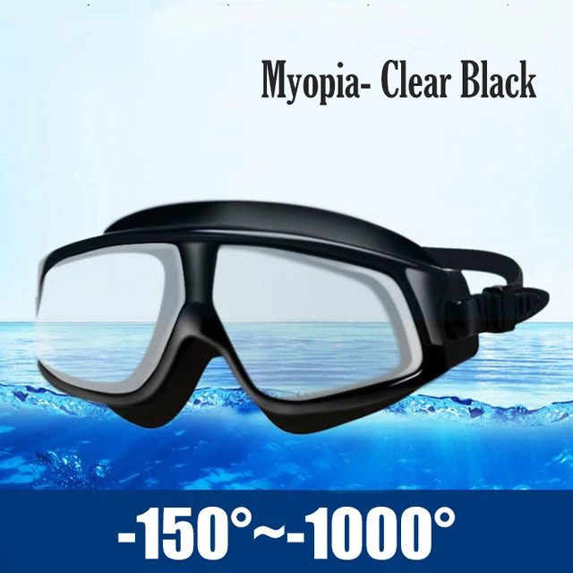 -1.5 To -10.0 Myopia Swim Eyewear Silicone Large Frame Anti Fog ...