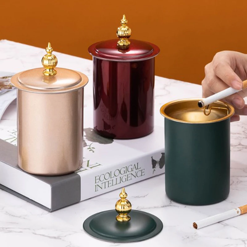 Stainless-Steel-With-Lid-Ashtray-Funnel-Windproof-Car-Ashtray-Cup ...