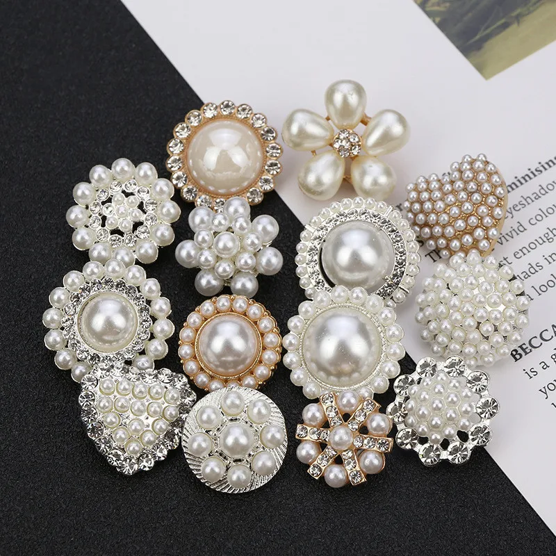 10pcs-Retro-Flower-Round-Heart-Metal-Pearl-Buttons-Female-Suit-Dress ...