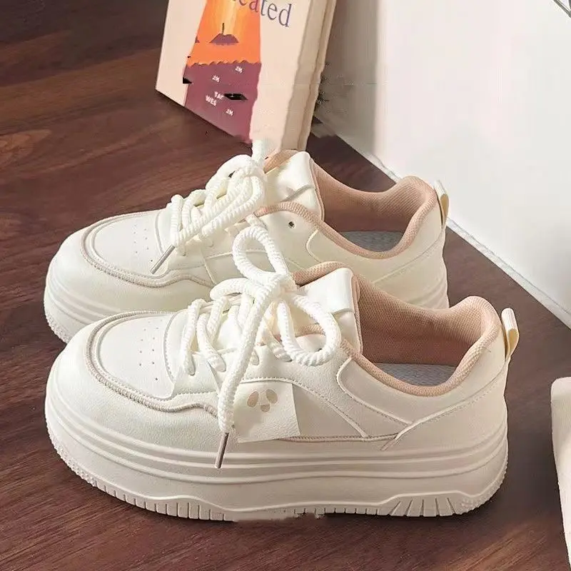 SHANPA-Pu-Leather-Platform-Sports-Shoes-Woman-White-Simple-Fashion ...