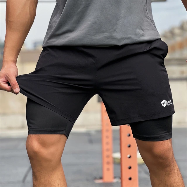 Bodybuilding & Fitness 2 in 1 Men's Double Layer Shorts - Men's Fitness Apparel, Men's Workout ...