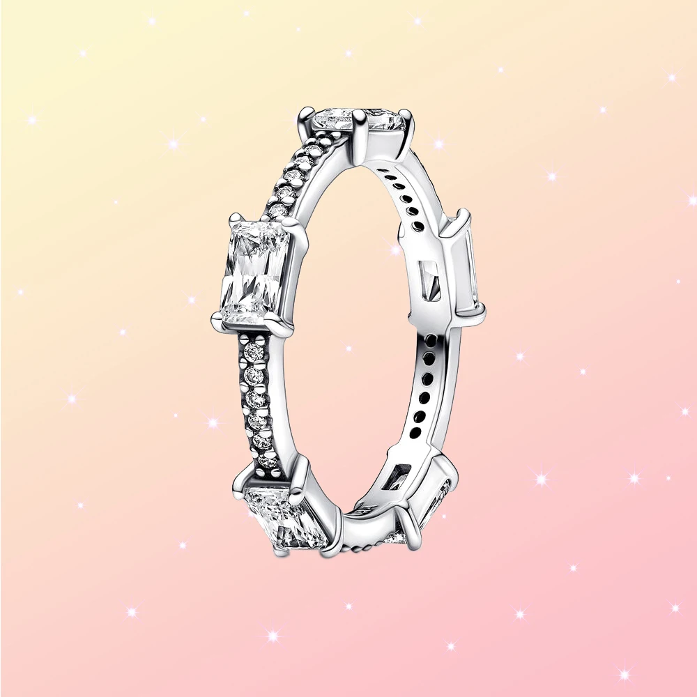 Pandora-925-Silver-Rectangular-Bars-Sparkling-Pav-Ring-For-Women-s ...