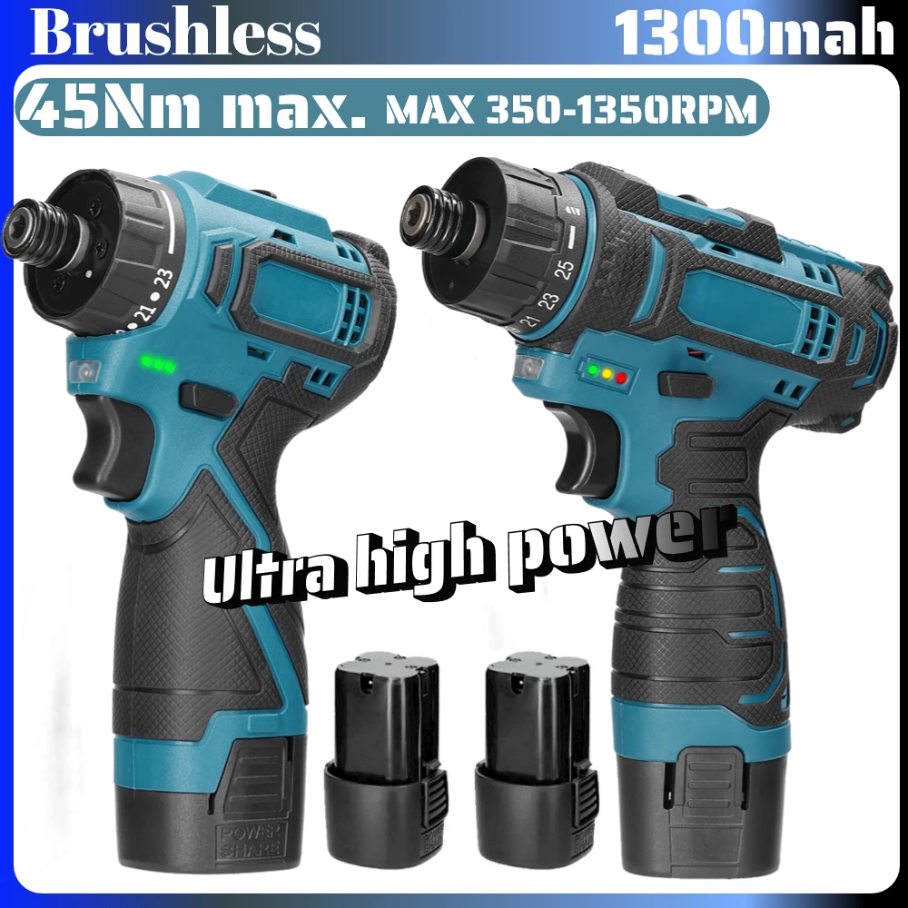 18V-Brushless-wireless-electric-screwdriver-Torque-Adjustable-2-Speed ...