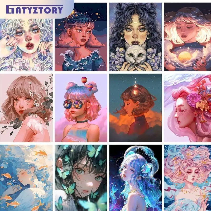 GATYZTORY-Frame-Paint-By-Number-Anime-Drawing-On-Canvas-Wall-Art-Hand ...