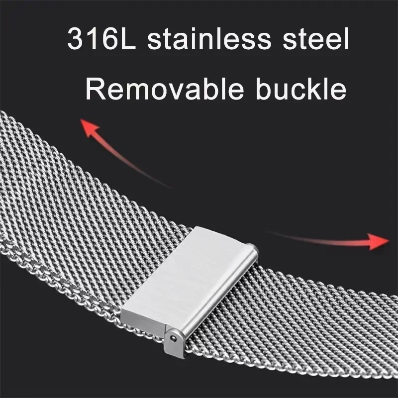 Elegant Milanese Loop Metal Strap - 18mm, 20mm, 22mm for 18mm (Starlight)