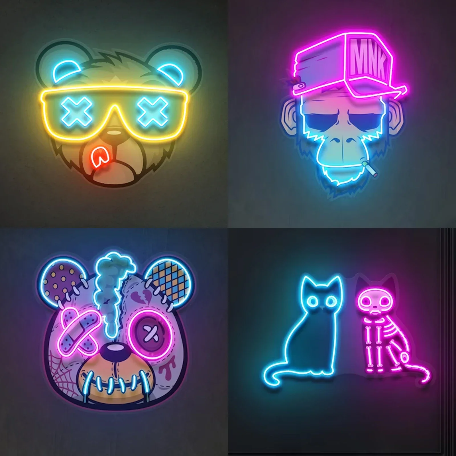Custom-Cartoon-Animal-Neon-Sign-Art-Neon-Led-Light-Night-Lamp-for ...