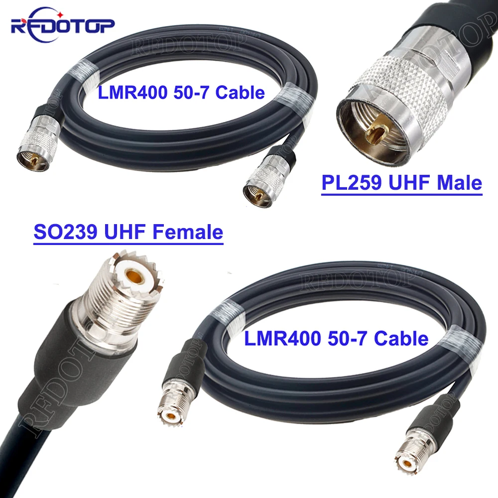 1Pcs PL259 UHF Male to SO239 UHF Female/UHF Male Connector LMR400 Cable ...