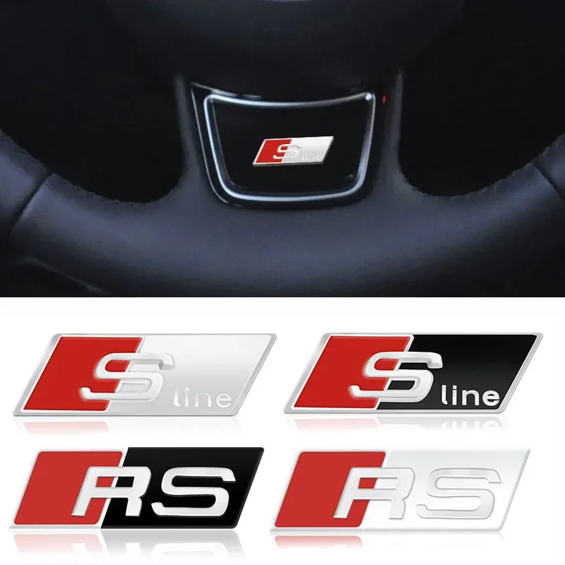 Alloy-Car-Steering-Wheel-Sticker-Emblem-For-Audi-Sline-RS-A4-A3-A5-A6 ...