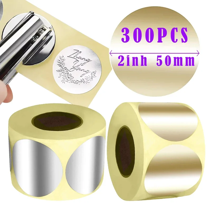 2inch-Round-Embossing-Paper-300pcs-roll-Golden-Embosser-Sticker-Label ...