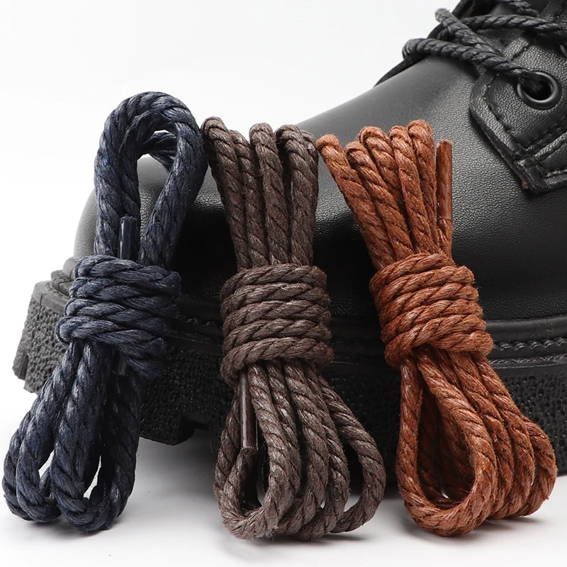 Leather Shoe Laces Boots | Round Shoelaces Waxed Shoes | Leather ...