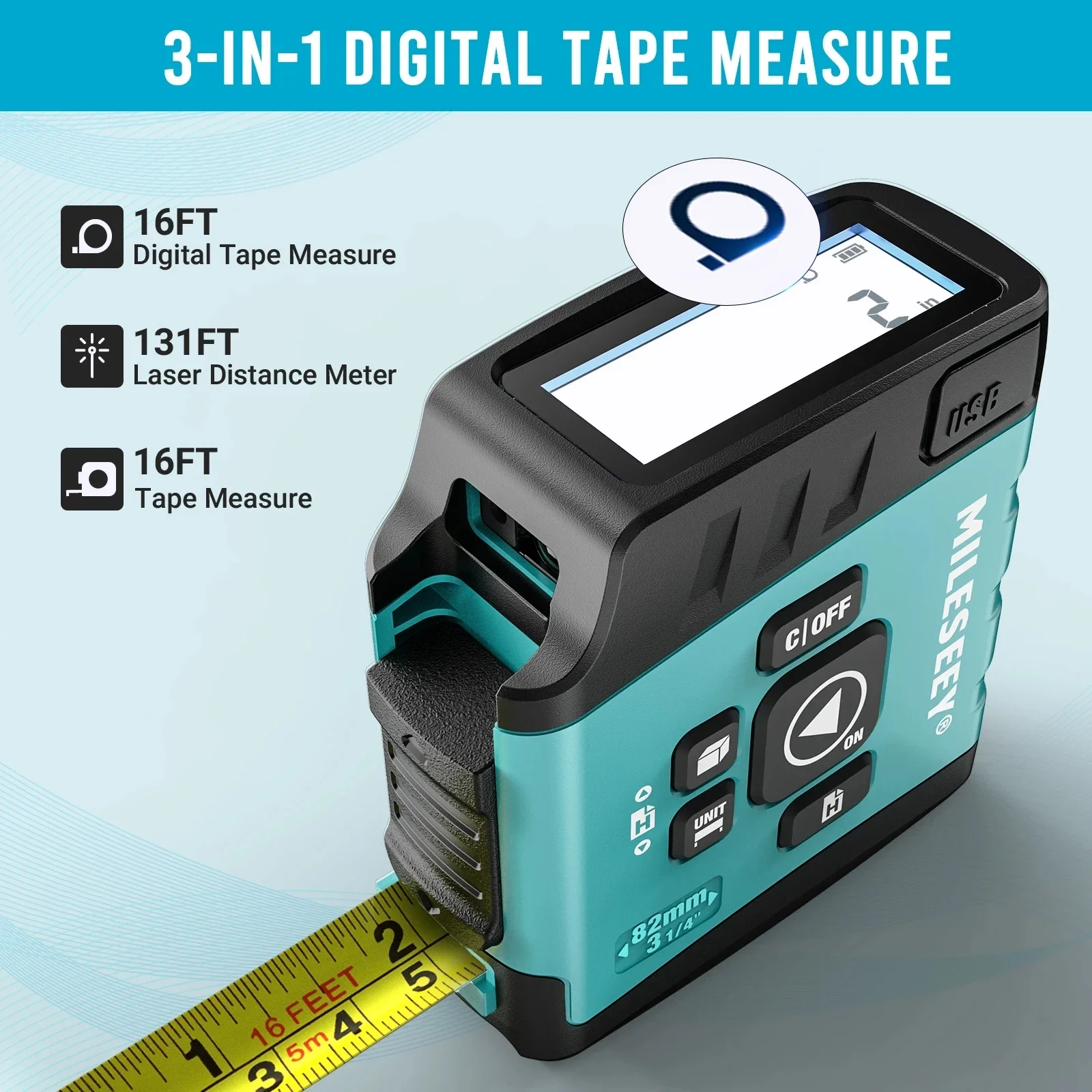 Mileseey Portable Laser Distance Meter Laser Rangefinder high-precision ...