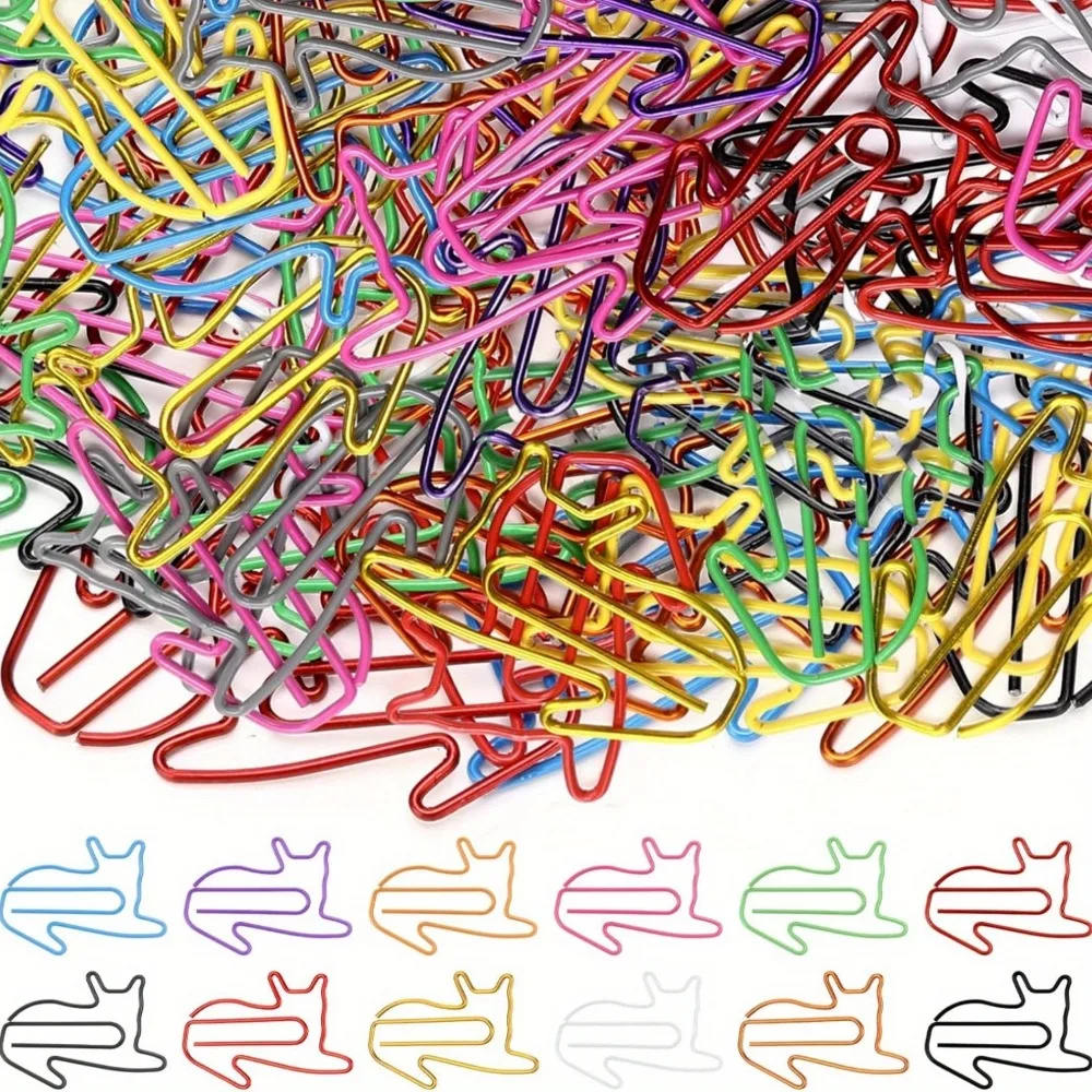 Cat Shaped Paper Clips 6 Colors Cute Animal Memo Bookmark Clips ...
