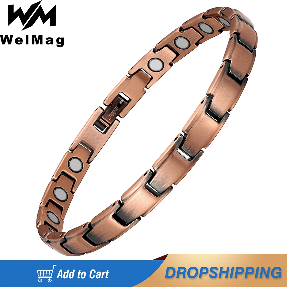 Welmag Copper Bracelets for Women Therapy Health Row Magnet Bracelet ...