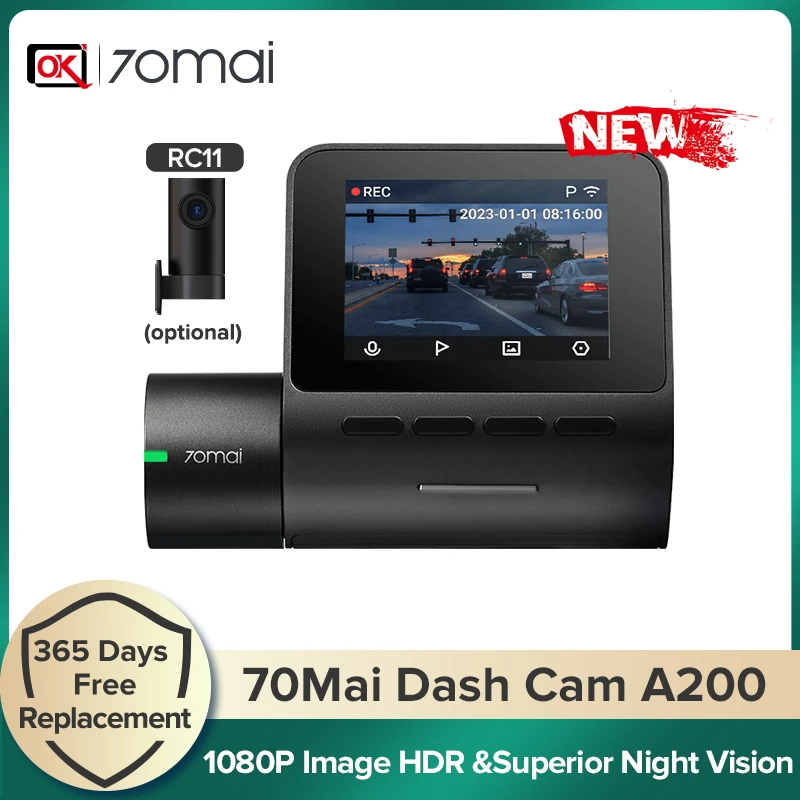 70mai-Dash-Cam-A200-Dual-channel-Record-1080P-HDR-2-IPS-Screen-24H ...