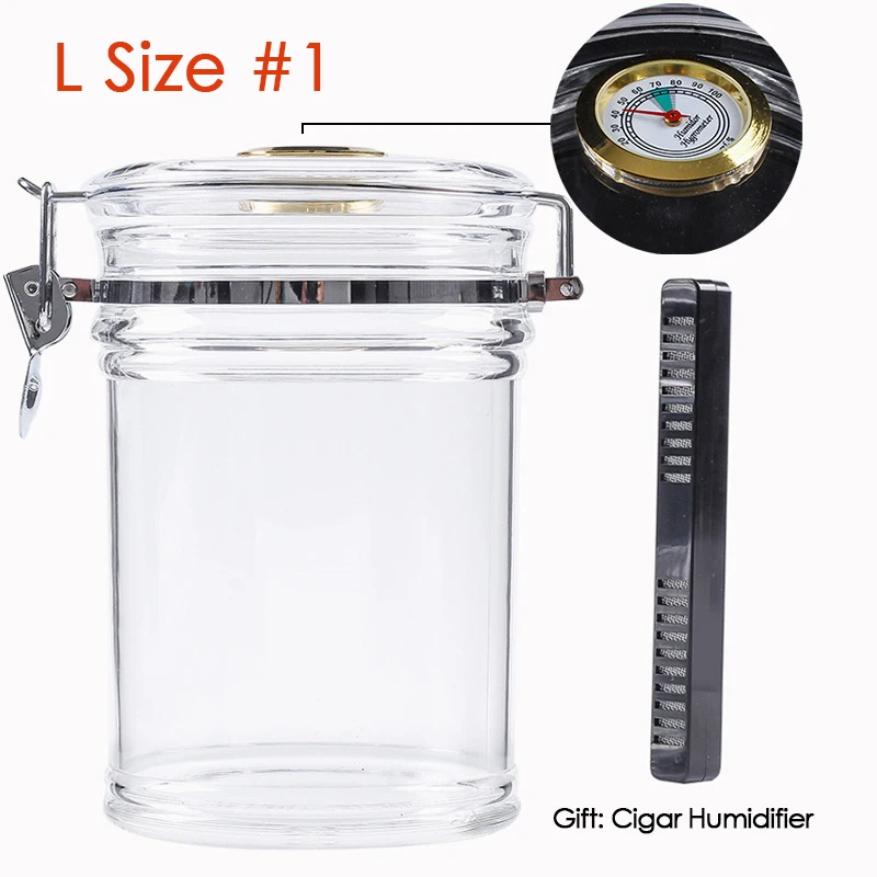 Acrylic-Cigar-Humidor-Jar-Hygrometer-Sealed-Can-Clear-Moisturizing-Jar ...