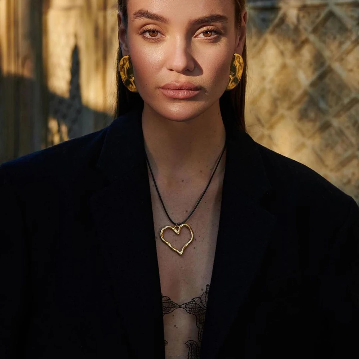 Stainless-Steel-18K-Gold-Plated-Geometric-Ruffled-Lines-Love-Heart ...