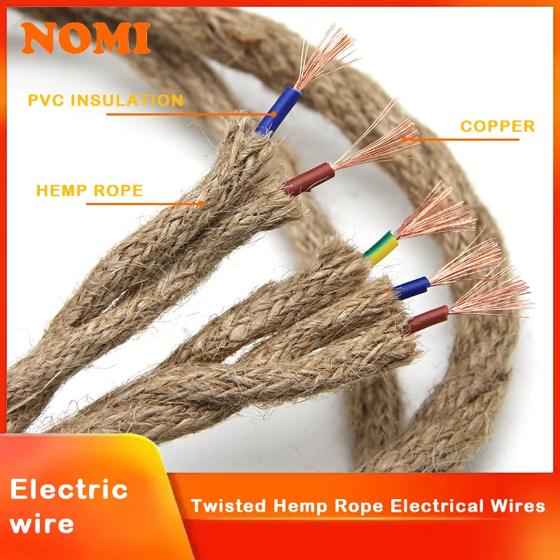 1-3-5-10m-Hemp-Rope-Electrical-Wire-Twisted-Cable-2-3-Cores-For-DIY ...