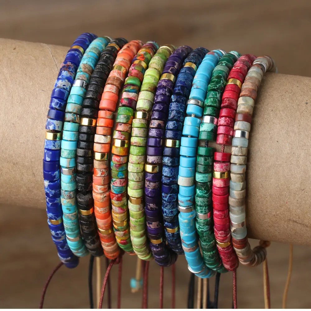 Natural-Colorful-Imperial-Stone-Spacer-Beads-Braid-Bracelet-For-Women ...