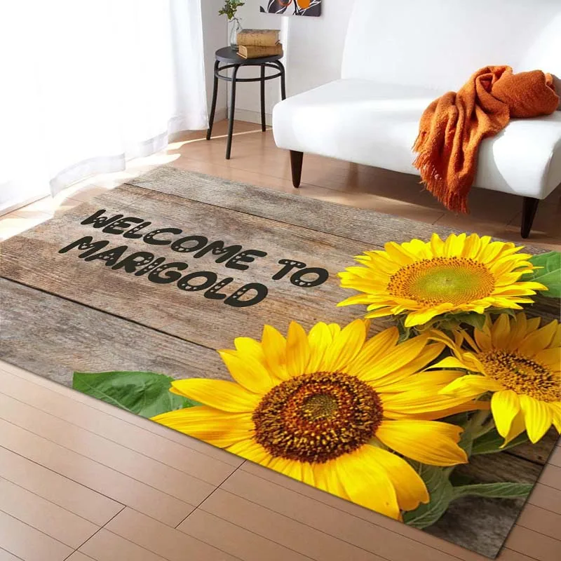 Sunflower-pattern-printed-carpet-mat-Bedroom-living-room-children-s ...