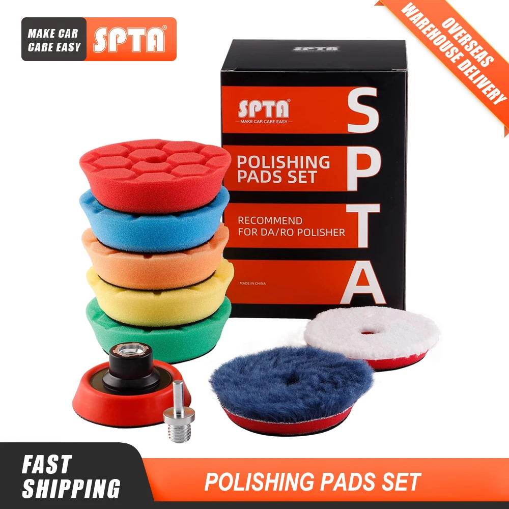 SPTA-9Pcs-80mm-Hex-Logic-Polishing-Sponge-Lambs-Wool-Pads-M14-Plate-Kit ...