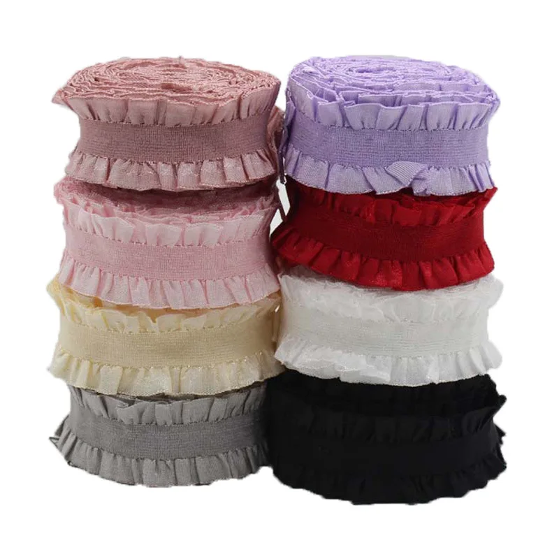 5yard 25mm Stretch Lace Trims Ribbons Ruffled Elastic Band Diy Hair ...