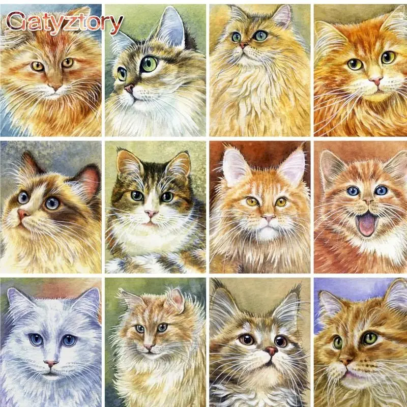 GATYZTORY-DIY-Painting-By-Numbers-Cat-Animal-Painting-Modern-Pictures ...