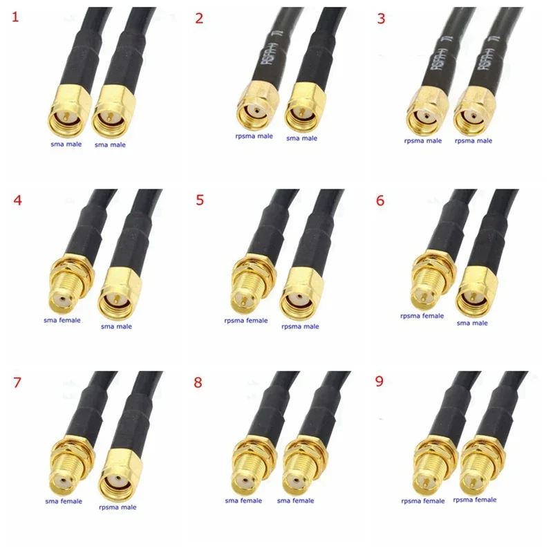 RG58 50-3 Coax Cable SMA To SMA Male Female Connector RPSMA To SMA ...