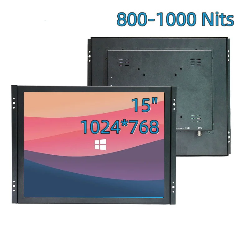 15 Inch Touch Monitor Screen Display LCD High Brightness 1000 Nits 1024 ...