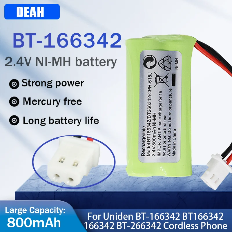 1pcs 800mAh 2.4V BT-166342 AAA Ni-MH Rechargeable Battery For Cordless Phone BT166342 166342 BT ...