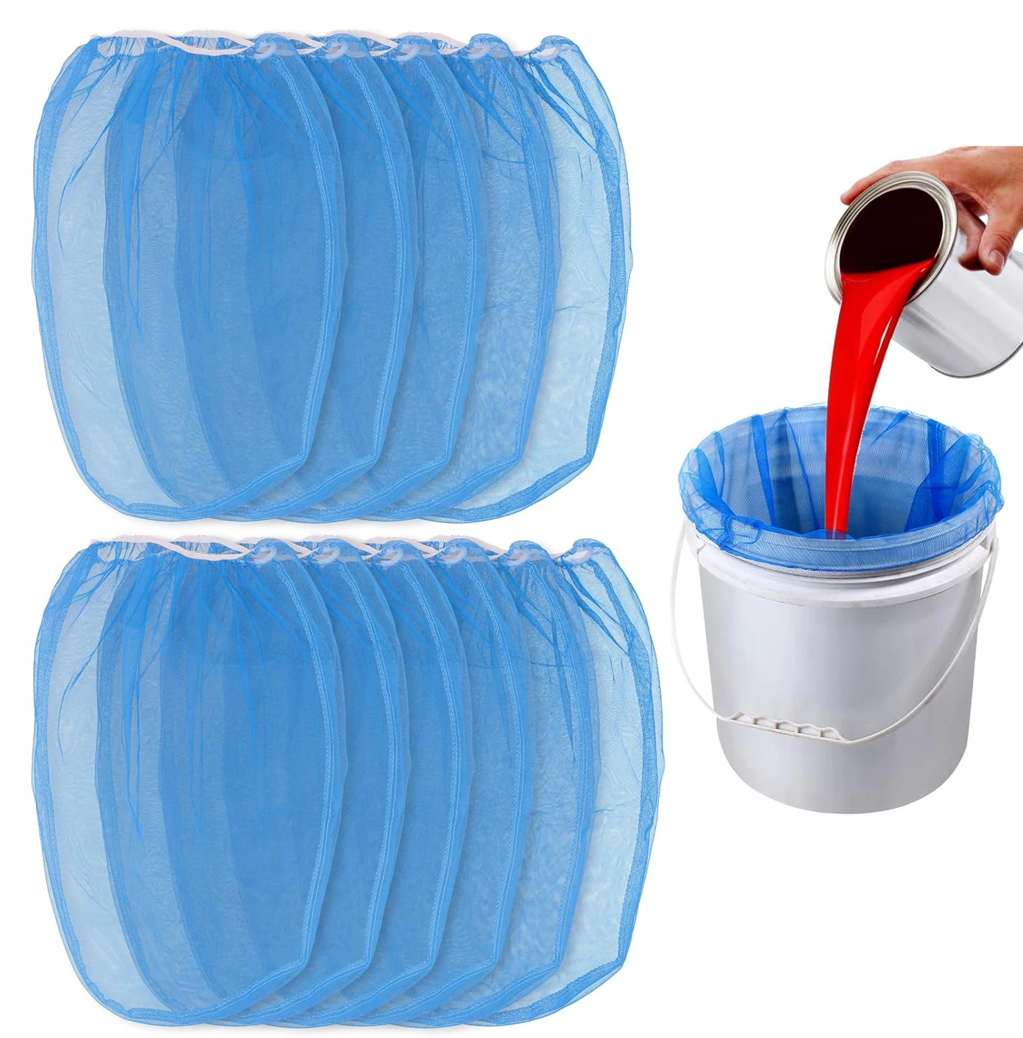 5 Gallon Paint & Liquid Strainer Filter Bag with Pure Blue Fine Nylon ...