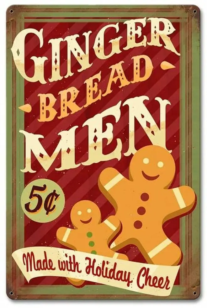 Gingerbread-Men-Holiday-Metal-Sign-Plaque-Metal-Vintage-Pub-Tin-Sign ...